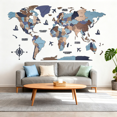 海洋蓝地图北欧地中海风蓝色