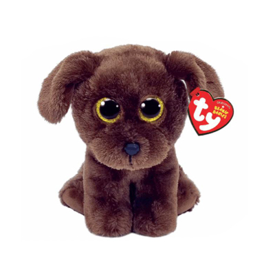 正版TY新品棕灰色狗狗大眼睛毛绒公仔豆豆仿真狗宝宝玩偶儿童玩具