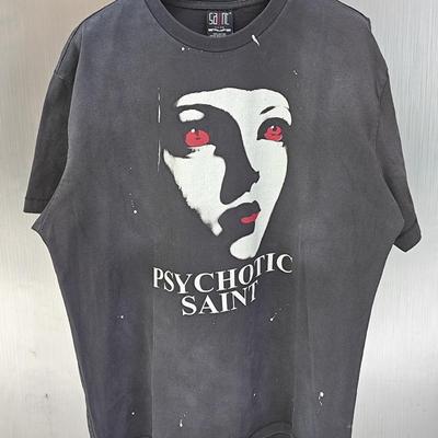 Saint Michael PSYCHOTIC水洗复古做旧宽松VTG短袖T恤男女vintage