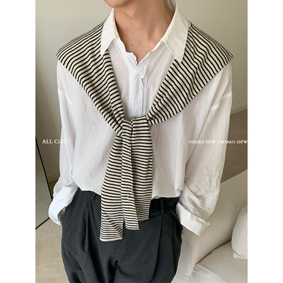 时髦复古早秋条纹披肩