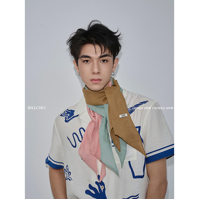 CiKC日系亚麻纯色领巾