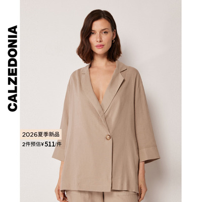 CALZEDONIA卡泽意袜26夏季新女海边亚麻宽松舒适西装外套0BDA192