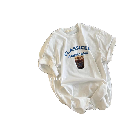 港味宽松小众短袖正肩上衣