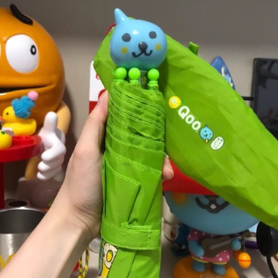 酷儿雨伞卡通造型可爱雨伞雨具折叠伞儿童成人遮阳伞黑胶三折雨伞