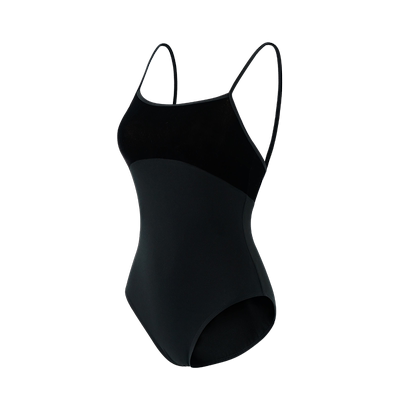 TING陈婷吊带胸前拼绒芭蕾连体服