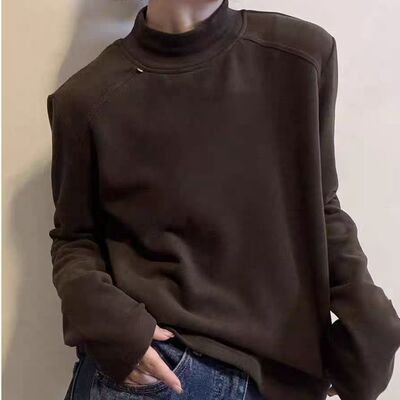 罗纹德绒11270克原版做法质量半高领保暖长袖打底衫