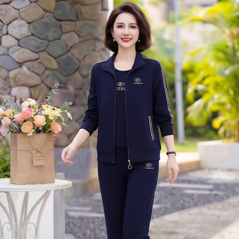 勤春秋女式运三件套简约百搭步高腰束脚通外出动1015920跑套装女
