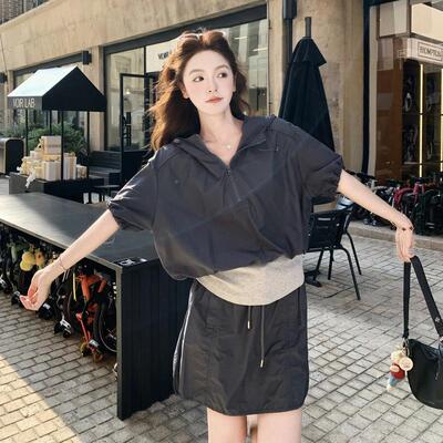 藏两青气质短款上衣半D014-776身套装件套女夏俏皮减龄裙休色闲运