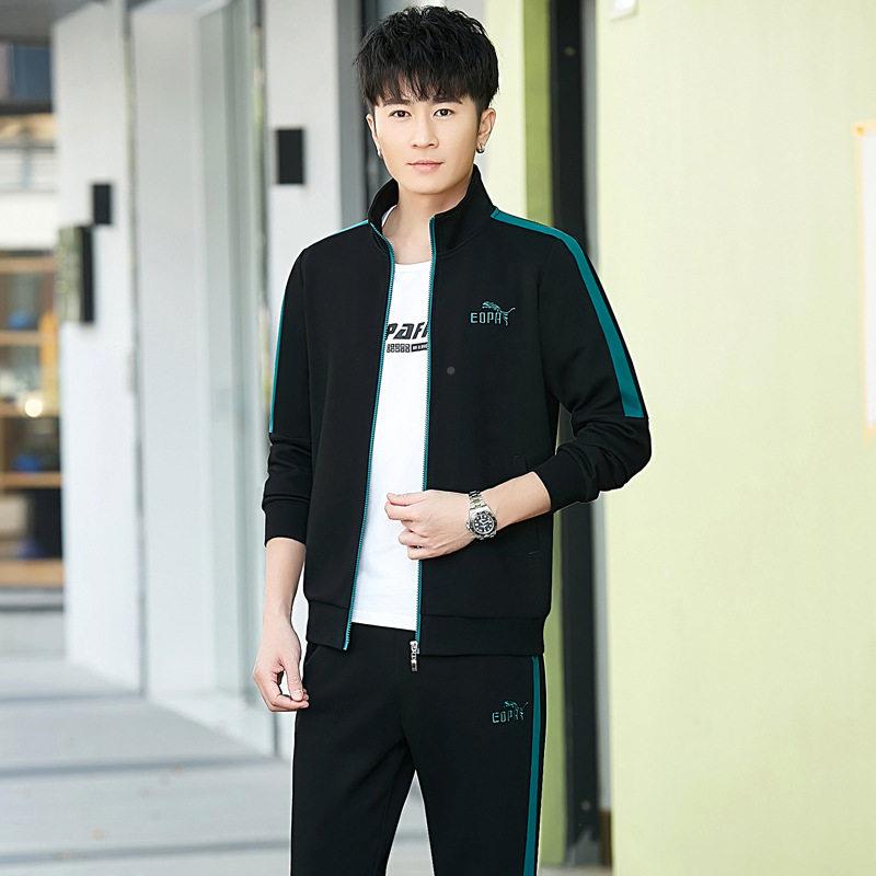 运动套装春秋新款士休运服尚潮流秋时动装卫衣闲白色5-20男套装