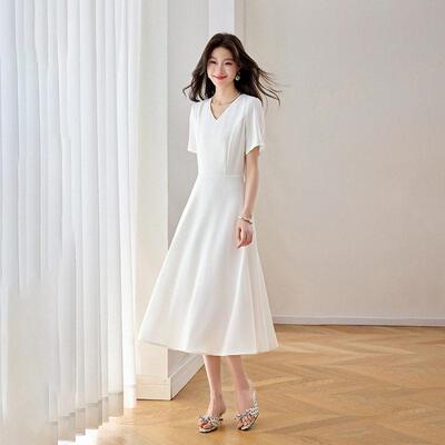 夏季女装款显瘦收款腰气质领飘逸感NY1605-0新时尚长连衣裙女