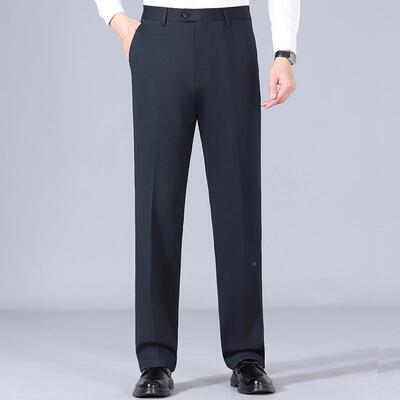专柜男士羊毛西裤秋冬款中老年长厚款腰高宽松F652QW商务休闲新桑