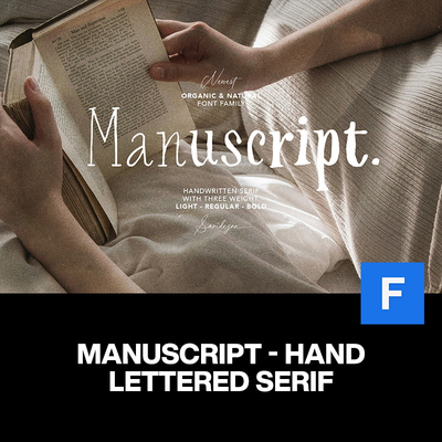 3字重Manuscript复古侘寂优雅怀旧手工海报封面标题手写英文字体