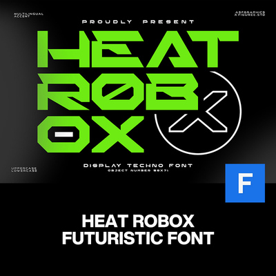 Heat Robox未来科幻机能赛博朋克科技游戏海报标题几何英文字体包