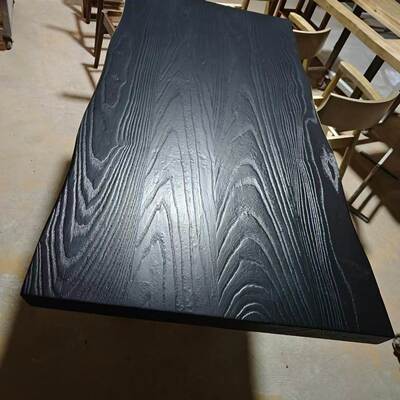 Ash carbonized board black wood solid wood table tea table