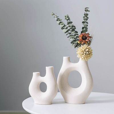 Nordic style ceramic plain embryo vase dried flower holder