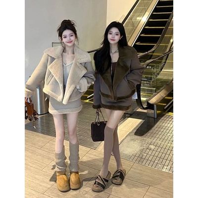【维多利呀】韩系高级设计加厚短外套+显瘦半身裙冬季减龄穿搭