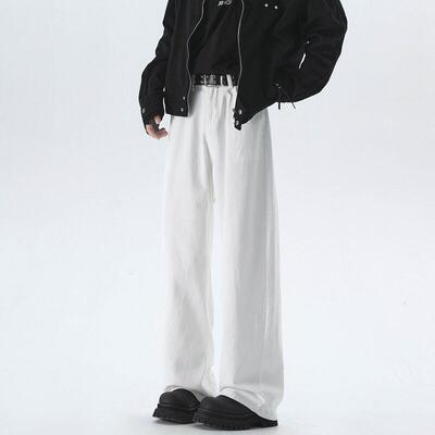 秋冬常规款立体剪裁休闲风牛仔裤阔腿裤裤子日系潮流