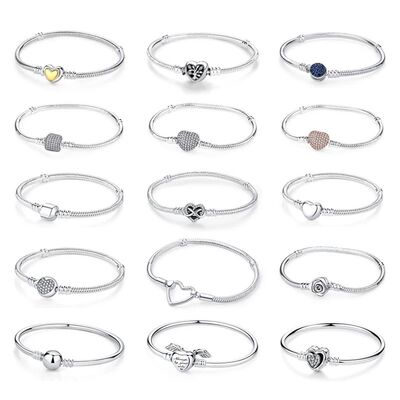 Original 925 Sterling Silver Bracelets Bangles Love Heart Cl