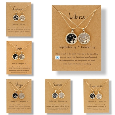 Fashion 12 Constellation Necklaces For Women Men Gold Chain