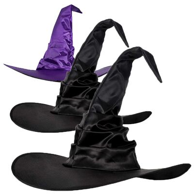 Halloween Witch Hat Black Folds Wizard Hats for Women Men Ma