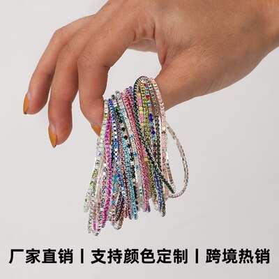 Diamond-encrusted Elastic Bracelet Color Water Diamond Brace