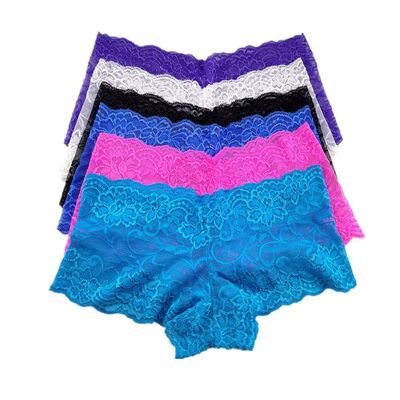 3pcs M-XXL Female Boxers Underwear Silk Boyshorts Women Tran