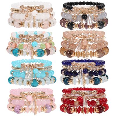 Bohemian Stackable Bead Bracelets for Women Multilayered Bra