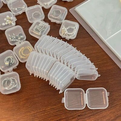 40pcs/set Mini Clear Plastic Storage Box Jewelry Storage Cas