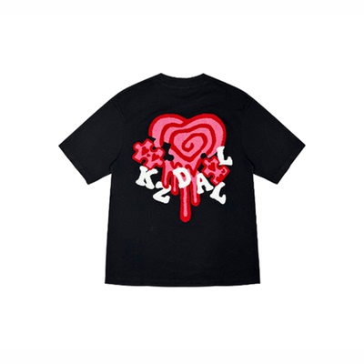 美式高街爱心拼图纯棉嘻哈短袖女