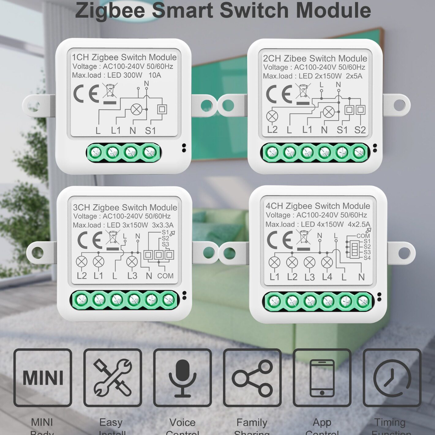 涂鸦智能开关zigbee通断器模块遥控开关隐形零火开关调光定时开关