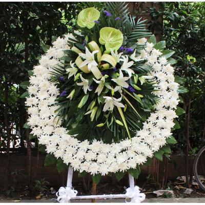北京花圈鲜花同城速递丧事花圈花篮祭奠白事菊花悼念殡仪上海花店