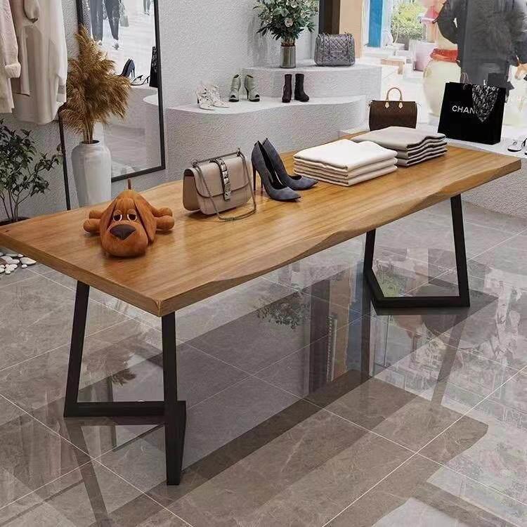 服装店展示台服装流水台陈列桌实木展示桌橱窗中岛台女装包展示桌