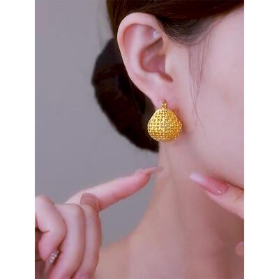 2025爆款菜篮子耳扣素圈金属重工耳环小众设计感高级冷性风耳饰女