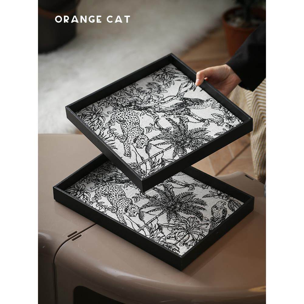 ORANGE CAT法式提花托盘轻奢覆古香薰首饰钥匙收纳盘桌面装饰摆件