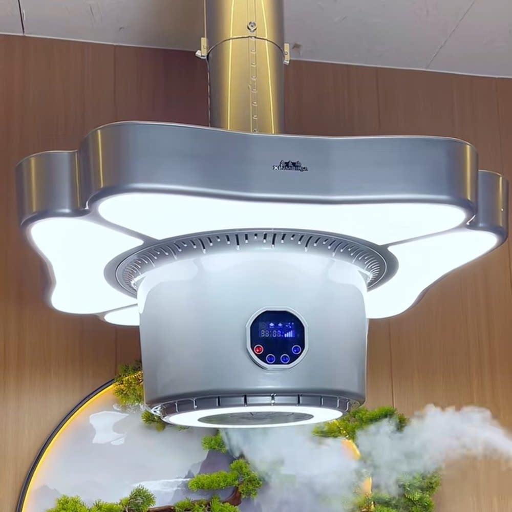 棋牌室吸烟灯麻将机空气净化器茶楼抽排烟机直外排管道式除烟吊灯