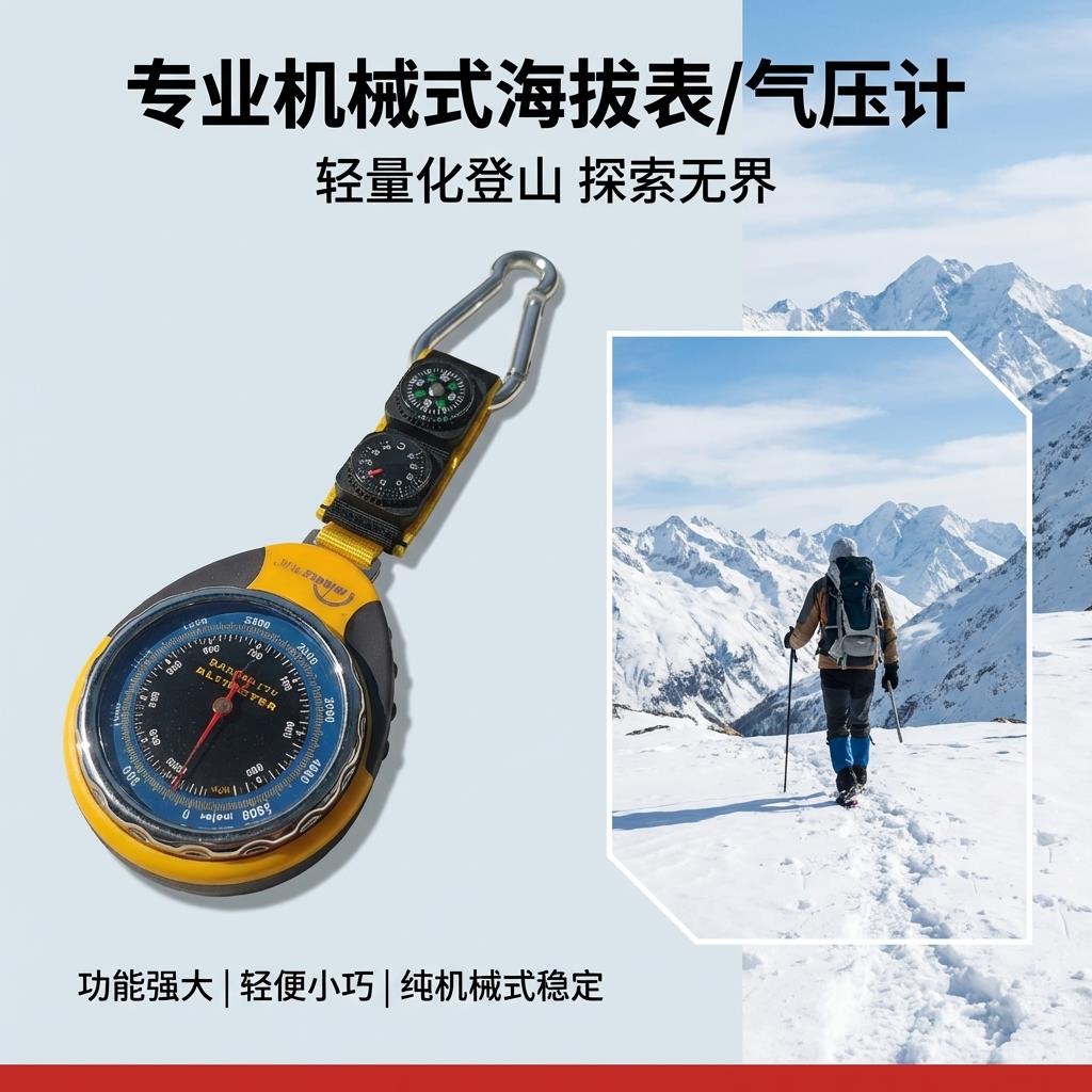 机械式 海拔表 气压表 指南针 气压计 高度计 温度计 登山免电池