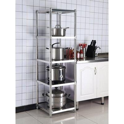 不锈钢厨房置物架30多层落地方形夹缝45cm收纳锅盆架放杂物菜架子