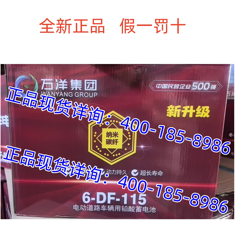 万洋电池6-DF-115四轮电动轿车 老年代步车用6-EVF-100铅酸干电瓶
