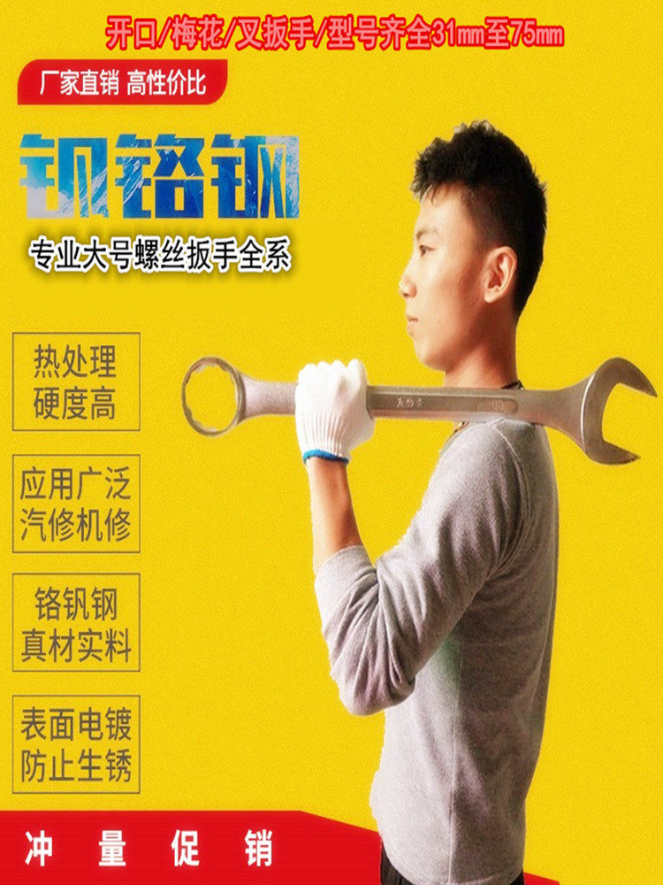 专业大型号螺丝扳手全系/32至75mm/开口板子/梅花叉板手/五金工具