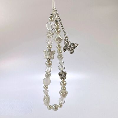 Y2k Pearl Butterfly Phone Chain Short Charm Wrist Strap