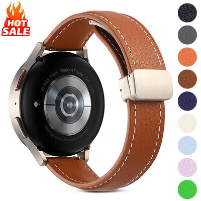 20mm 22mm Leather Strap for Samsung Galaxy Watch 7 6 5 4
