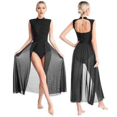 Women Modern Lyrical Dance Performance Dress Sleeveless