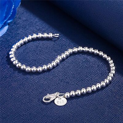 Chistmas gifts cham 925 Steling Bacelet 4MM beads chain fo