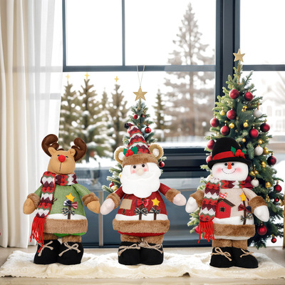 Chistmas Snowman Elk Standing Doll Santa Claus Onaments