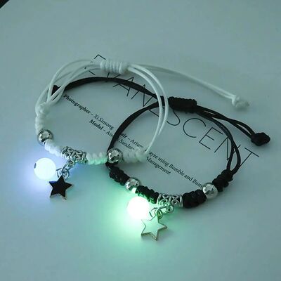 2PC Fashion Luminous Beads Sta Couple Bacelet fo Women Men