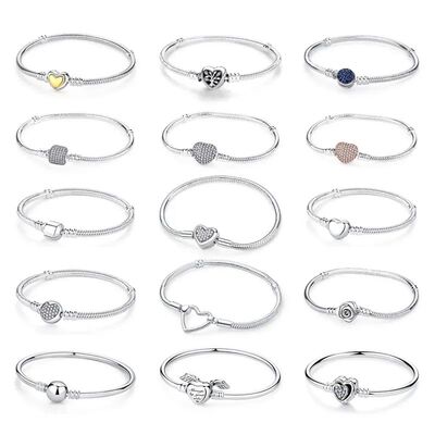 Oiginal 925 Steling Silve Bacelets Bangles Love Heat Clip