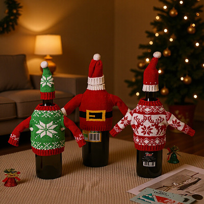 Chistmas Decoations Knitted Sweate Wine Bottle Set Chistmas