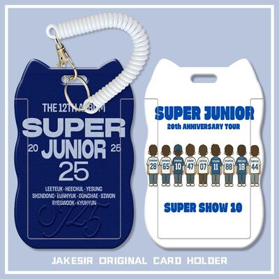 superjunior周年学生滑盖猫耳朵卡套饭卡公交身份证套弹簧绳
