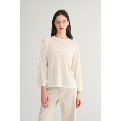 MC三色|莱赛尔亚麻轻盈舒适显比例八分袖肌理感上衣MAISON CECILE