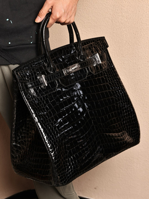 HAC40黑色亮面HCP湾鳄男士通勤托特旅行包